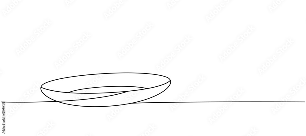 Food plate one line continuous drawing. Kitchen tools continuous one ...