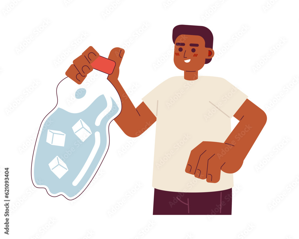 Stay hydrated in summer flat concept vector spot illustration. African ...