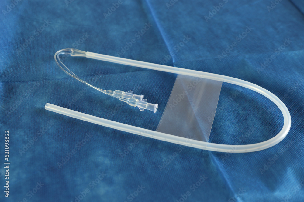 Umbilical catheter in a sterile surface. Two acess umbilical catheter ...