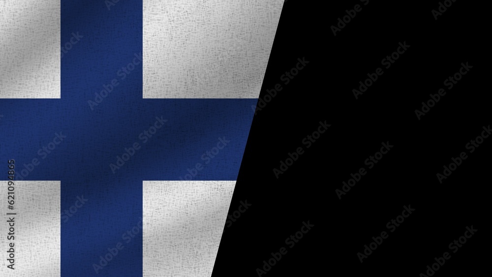 Black Background and Finland Realistic Two Flags Together, 3D ...