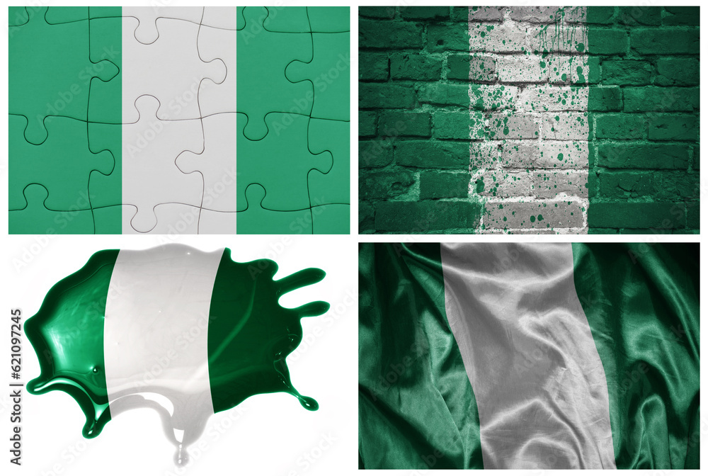 national colorful realistic flag of nigeria in different styles and ...