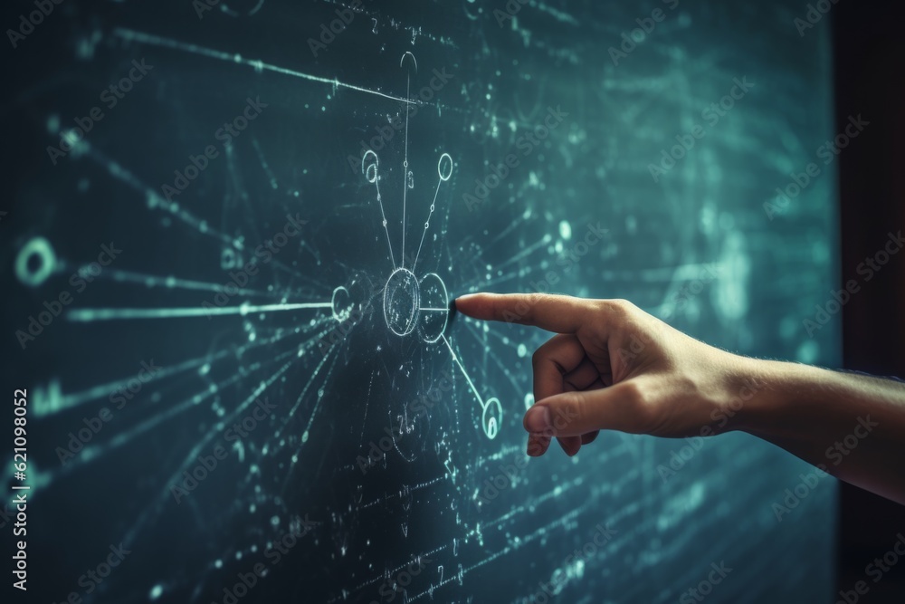 Educational lesson in school university class teacher hand fingers ...