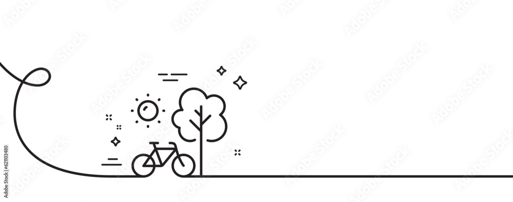 Bicycle line icon. Continuous one line with curl. City bike transport ...