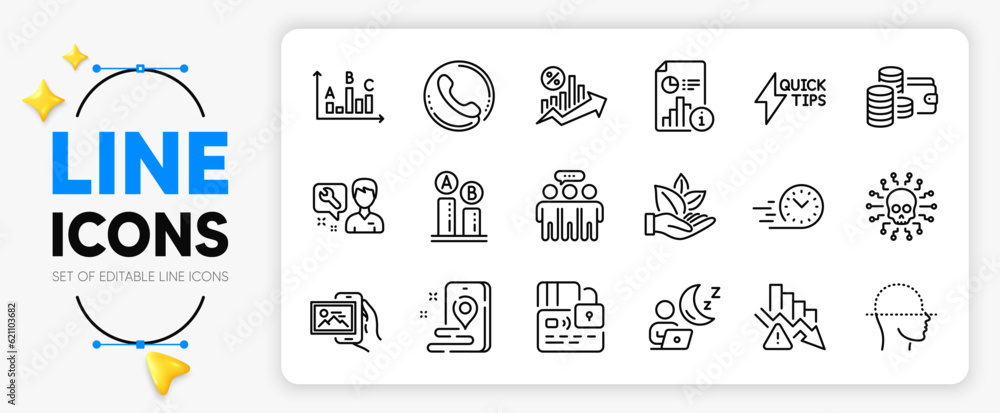 Quickstart guide, Deflation and Card line icons set for app include ...