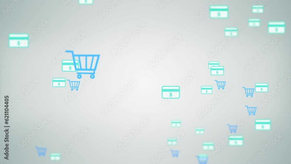 Shopping lifestyle background concept with carts and credit card ...