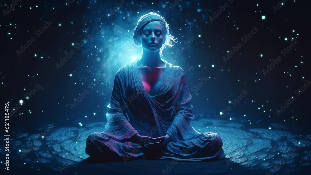 Woman meditating in lotus position Stock Video | Adobe Stock