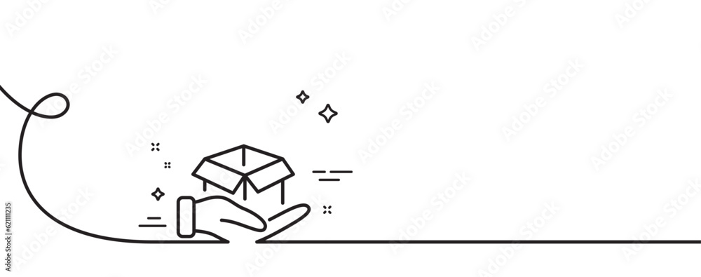 Hold open box line icon. Continuous one line with curl. Delivery parcel ... Hold open box line icon. Continuous one line with curl. Delivery parcel ...