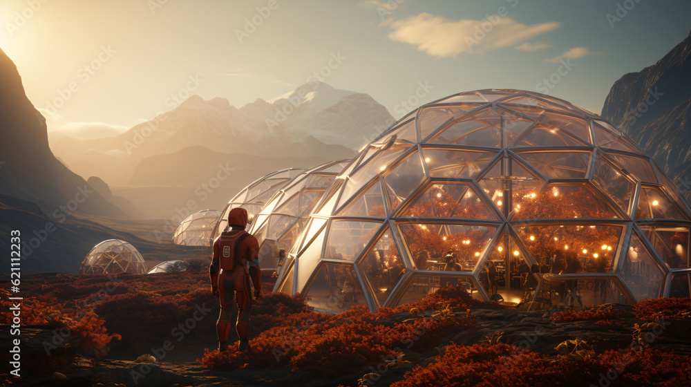 Exploring martian Colony, terraforming, Moon Dome City, geodesic domes ...