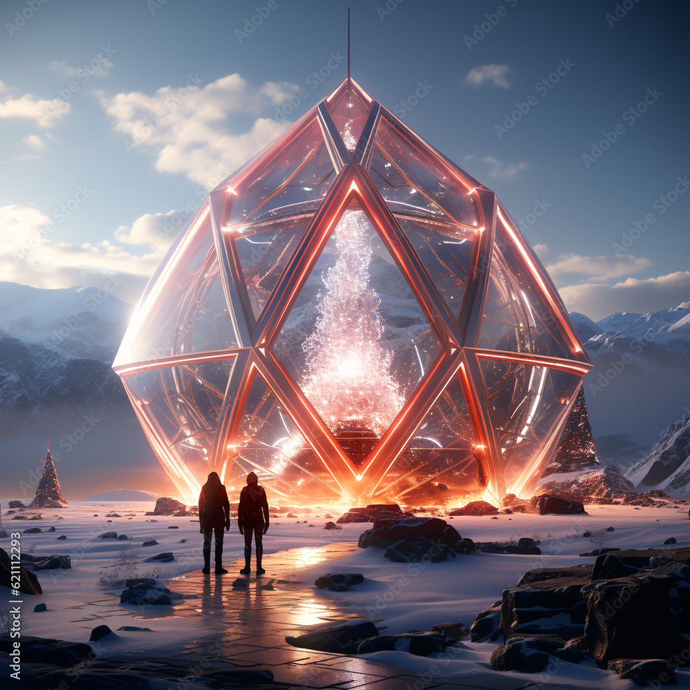 Futuristic building in the middle of a desert, conceptual art of ...