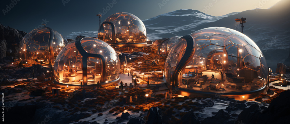 Exploring martian Colony, terraforming, Moon Dome City, geodesic domes ...