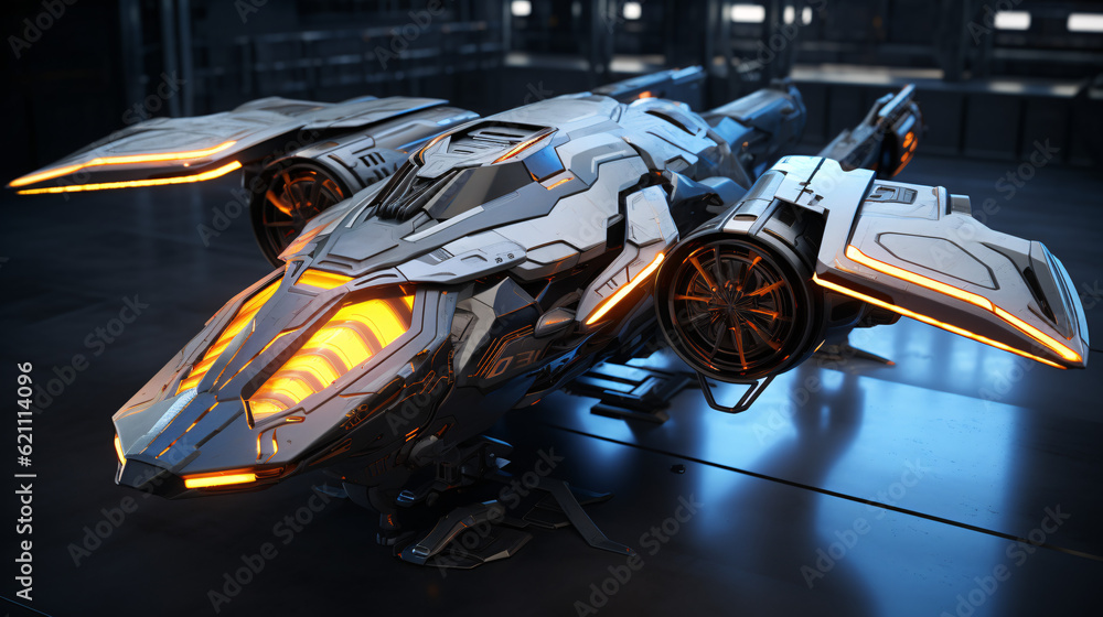 model of a spaceship, futuristic airplane mechanized, avveniristic ...