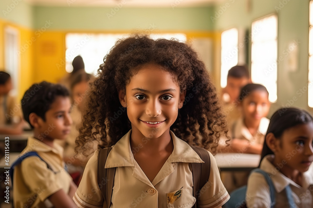Illustration of a group of young Brazilian children sitting and ...