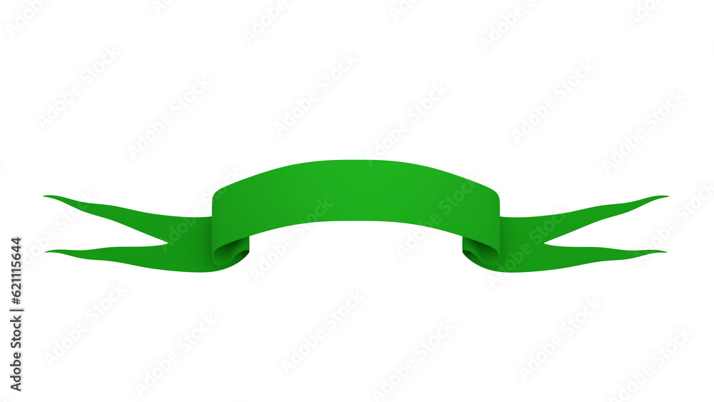 Green medieval Heraldic banner or flag isolated on white and ...