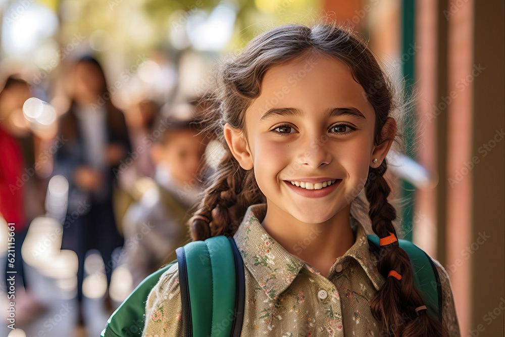 Illustration of a happy young Spanish girl with braids, excited for the ...