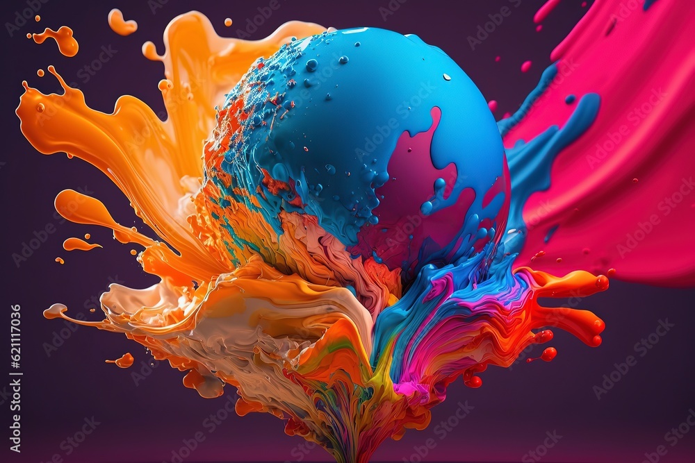 Vibrant 3D painting: Surrealistic, flowing textures meet colorful ...