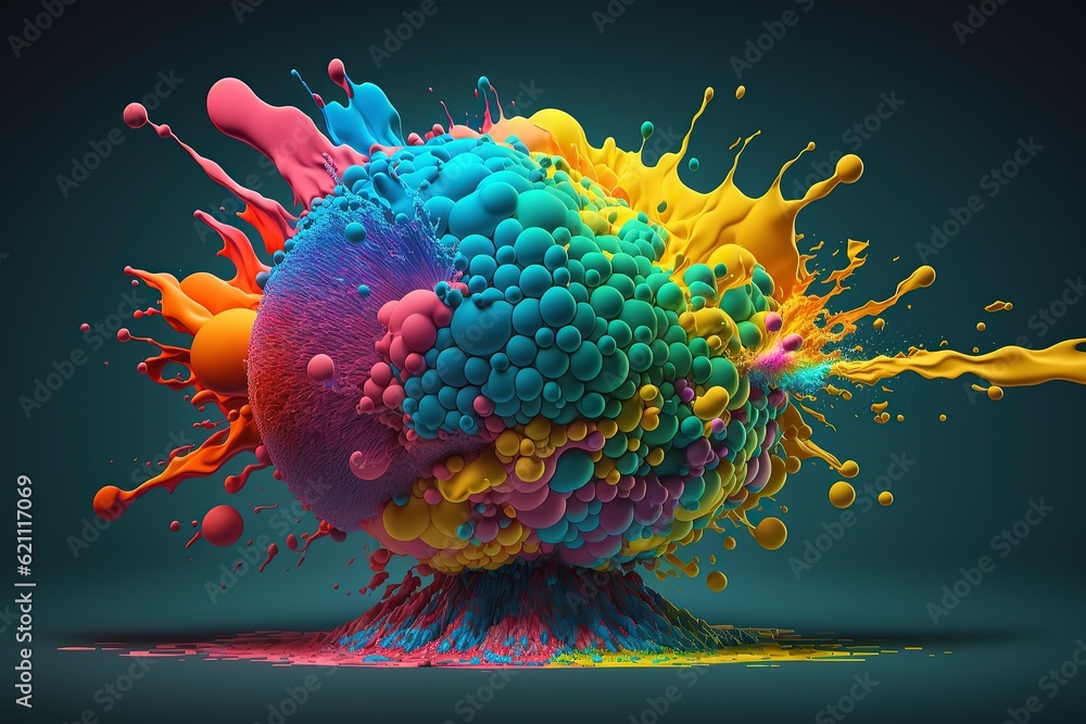 Vibrant 3D painting: Surrealistic, flowing textures meet colorful ...