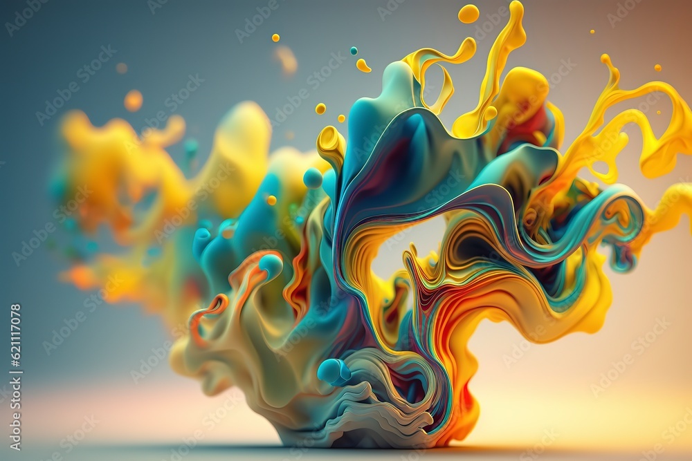 Vibrant 3D painting: Surrealistic, flowing textures meet colorful ...