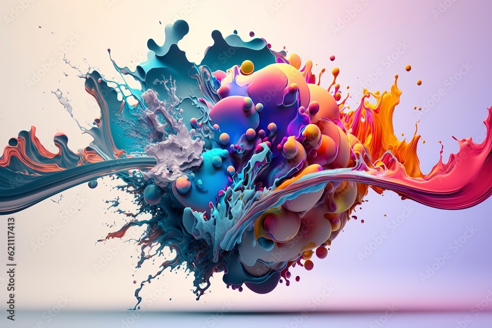 Vibrant 3D painting: Surrealistic, flowing textures meet colorful ...