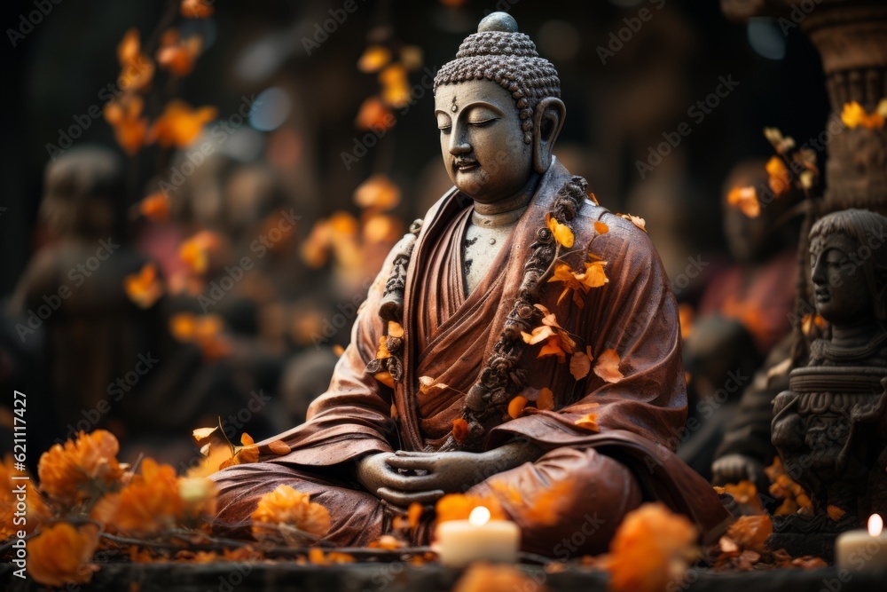 A thought-provoking photograph of a Buddha statue in a contemplative ...