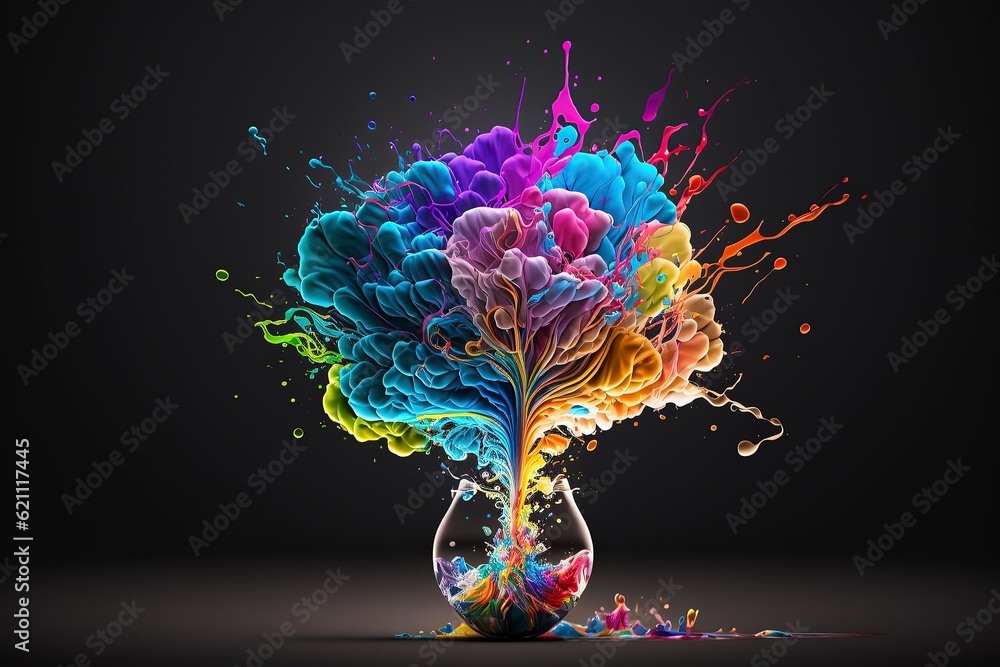 Vibrant 3D painting: Surrealistic, flowing textures meet colorful ...