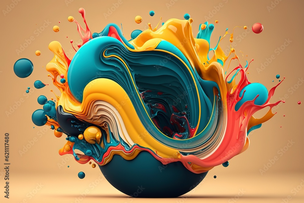 Vibrant 3D painting: Surrealistic, flowing textures meet colorful ...
