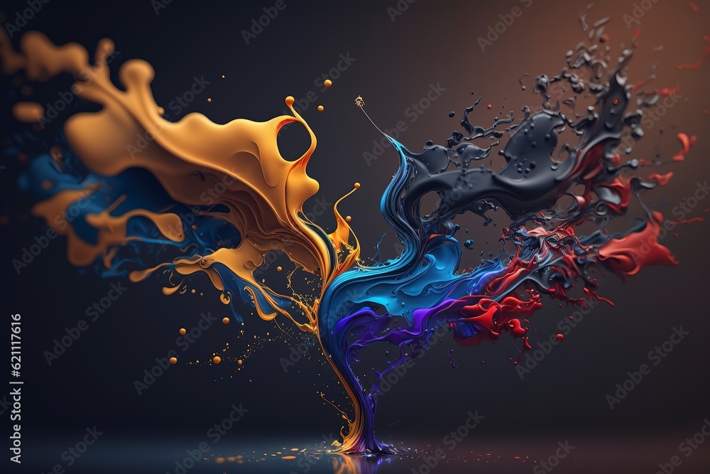 Vibrant 3D painting: Surrealistic, flowing textures meet colorful ...
