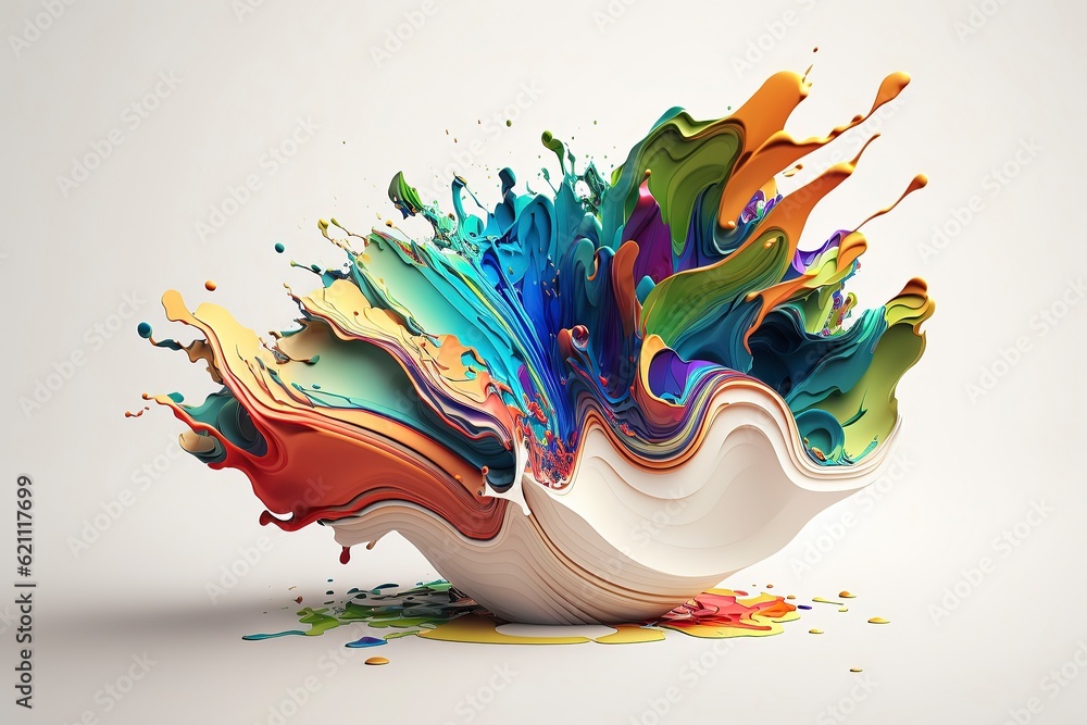 Vibrant 3D painting: Surrealistic, flowing textures meet colorful ...