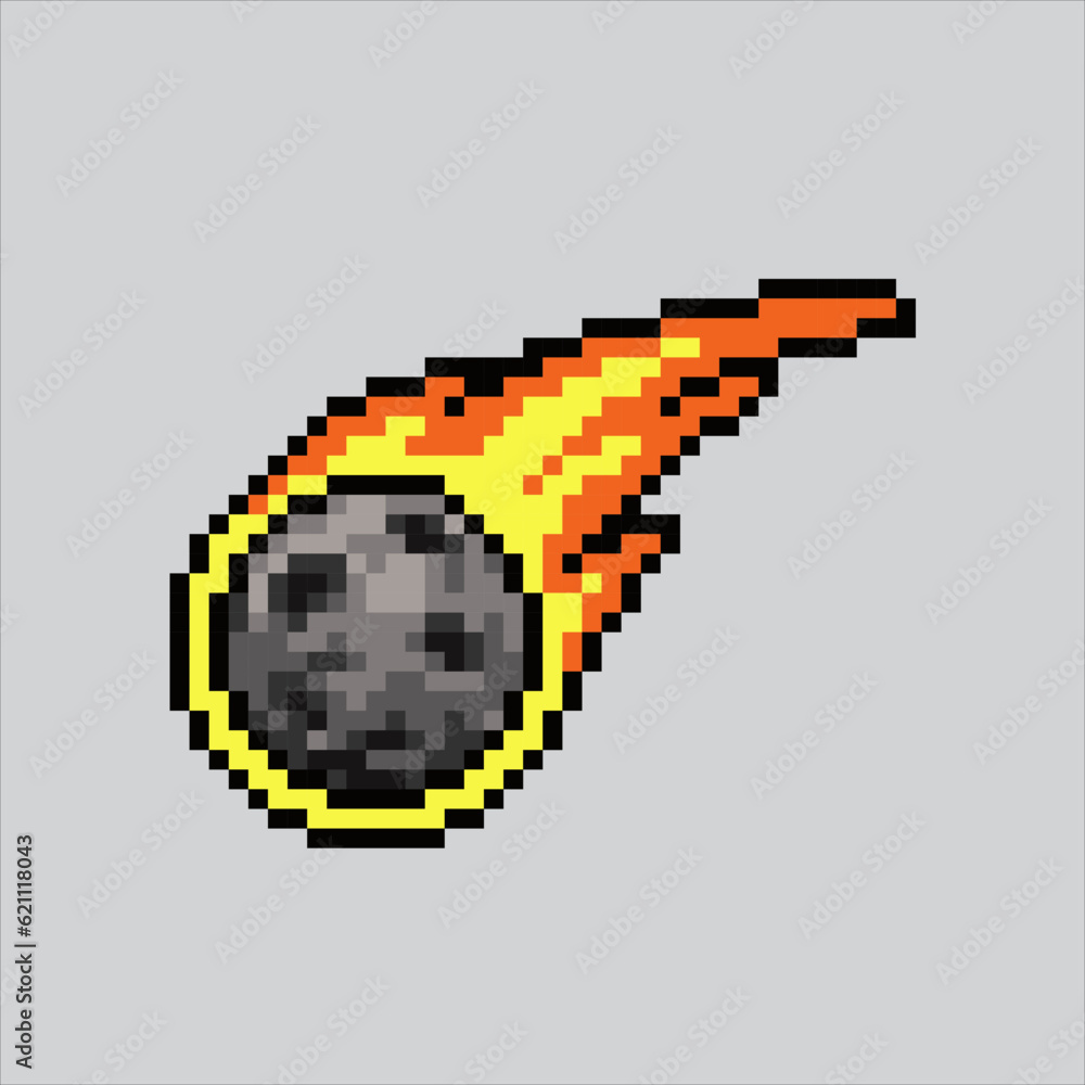 Pixel art illustration Meteor. Pixelated Meteor. Meteor space icon ...