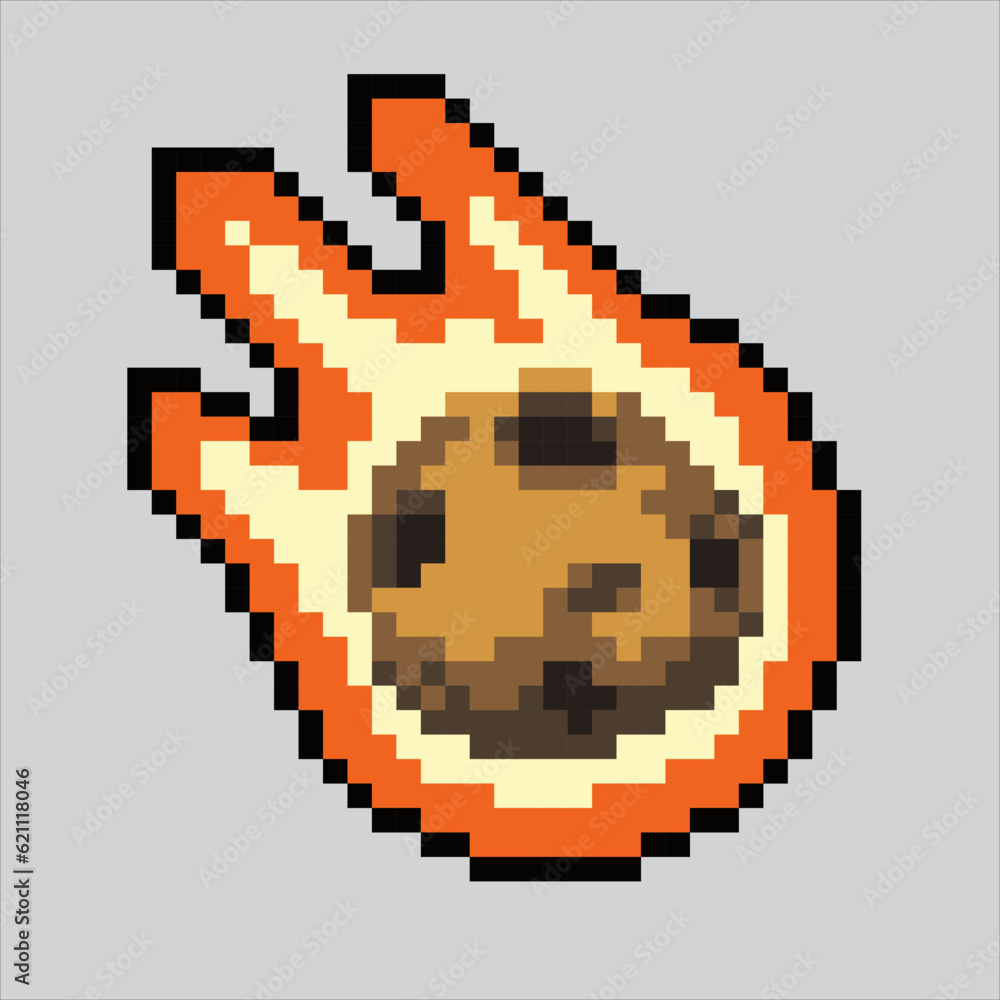 Pixel art illustration Meteor. Pixelated Meteor. Meteor space icon pixelated for the pixel art ...