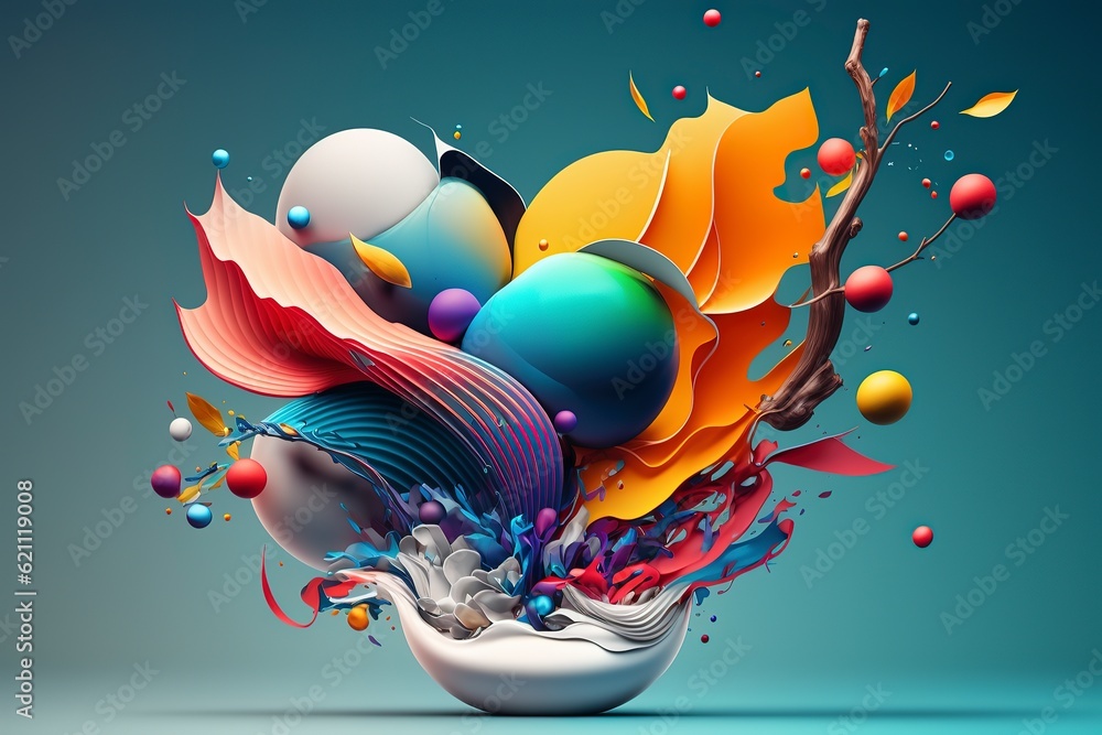 Vibrant 3D painting: Surrealistic, flowing textures meet colorful ...