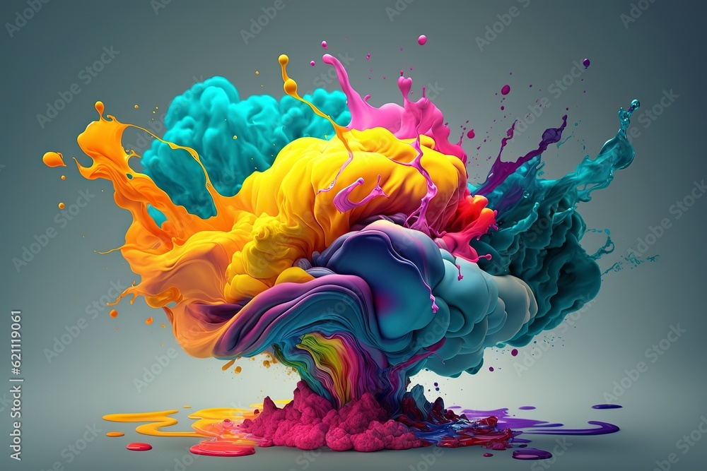 Vibrant 3D painting: Surrealistic, flowing textures meet colorful ...