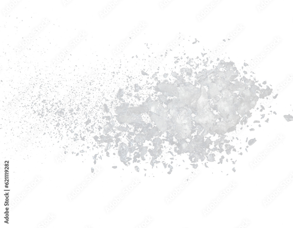Ice Cubes explosion flying, crystal clear ice wave floating, fall down ...