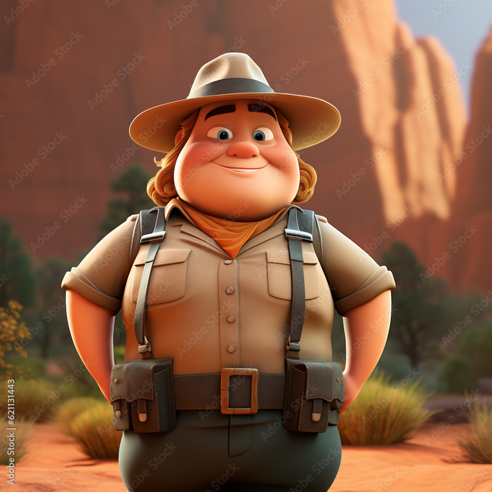 3d cartoon of a fat female park ranger Stock Illustration | Adobe Stock