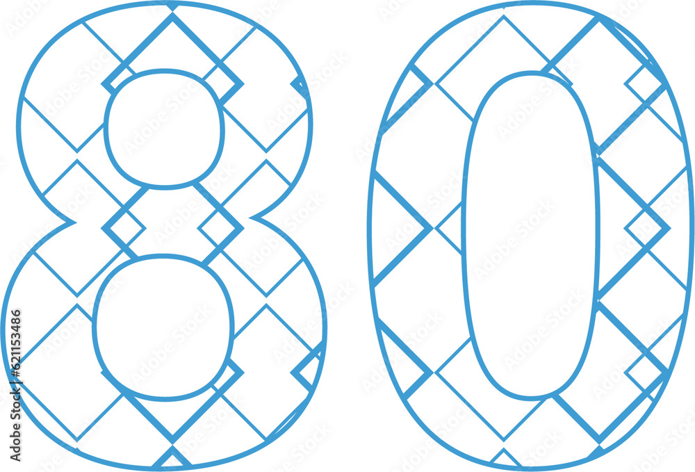 Digital png illustration of blue 80 number with pattern on transparent ...