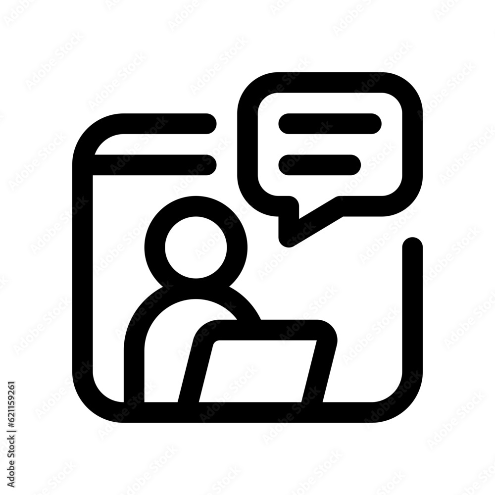 Editable video call, conference, meeting vector icon. Remote work, job ...