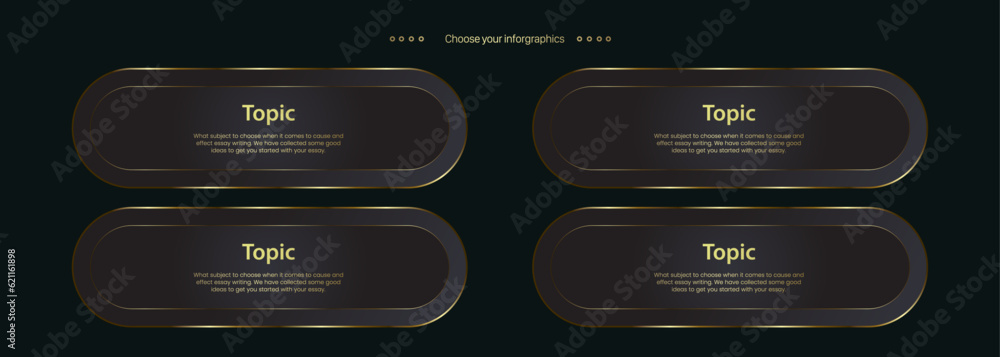 4 Luxury multipurpose Infographic buttons and Four Golden buttons ...