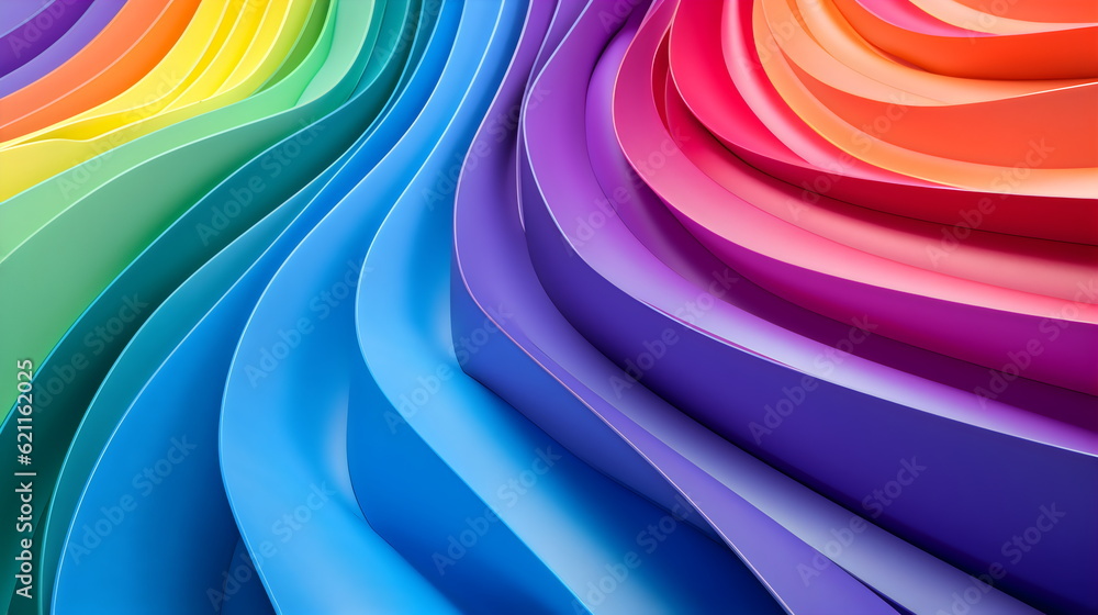 rainbow layered paper background curves, made with generative ai Stock ...