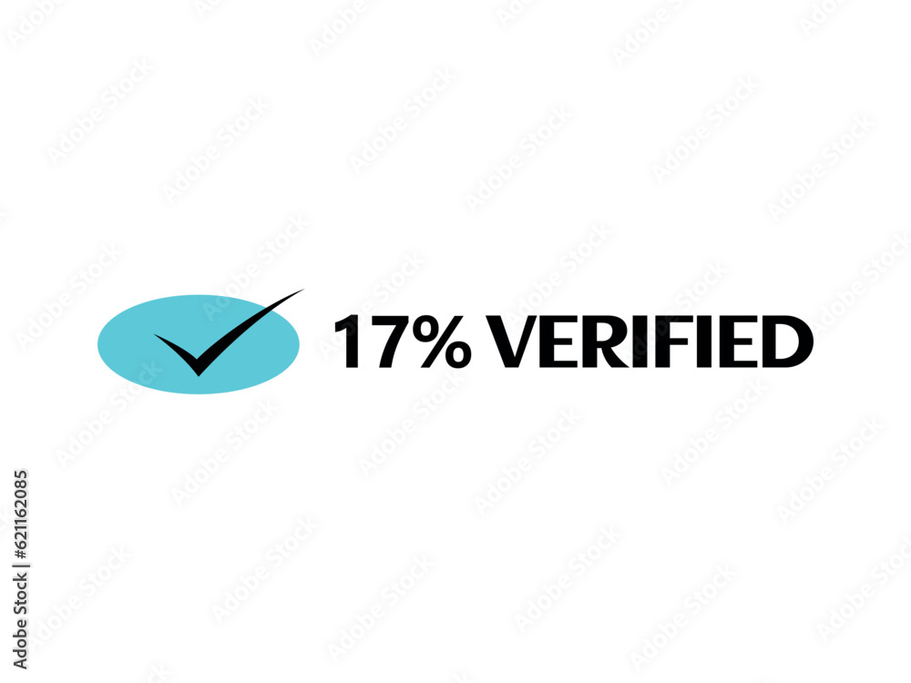 Check mark icon with 17% Verified Sign icon and stamp label fantastic ...