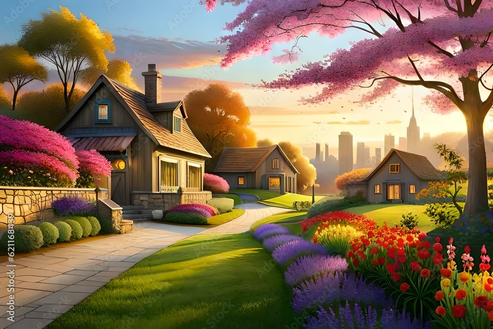 landscape with house and trees, beautiful wallpapers, textures and ...
