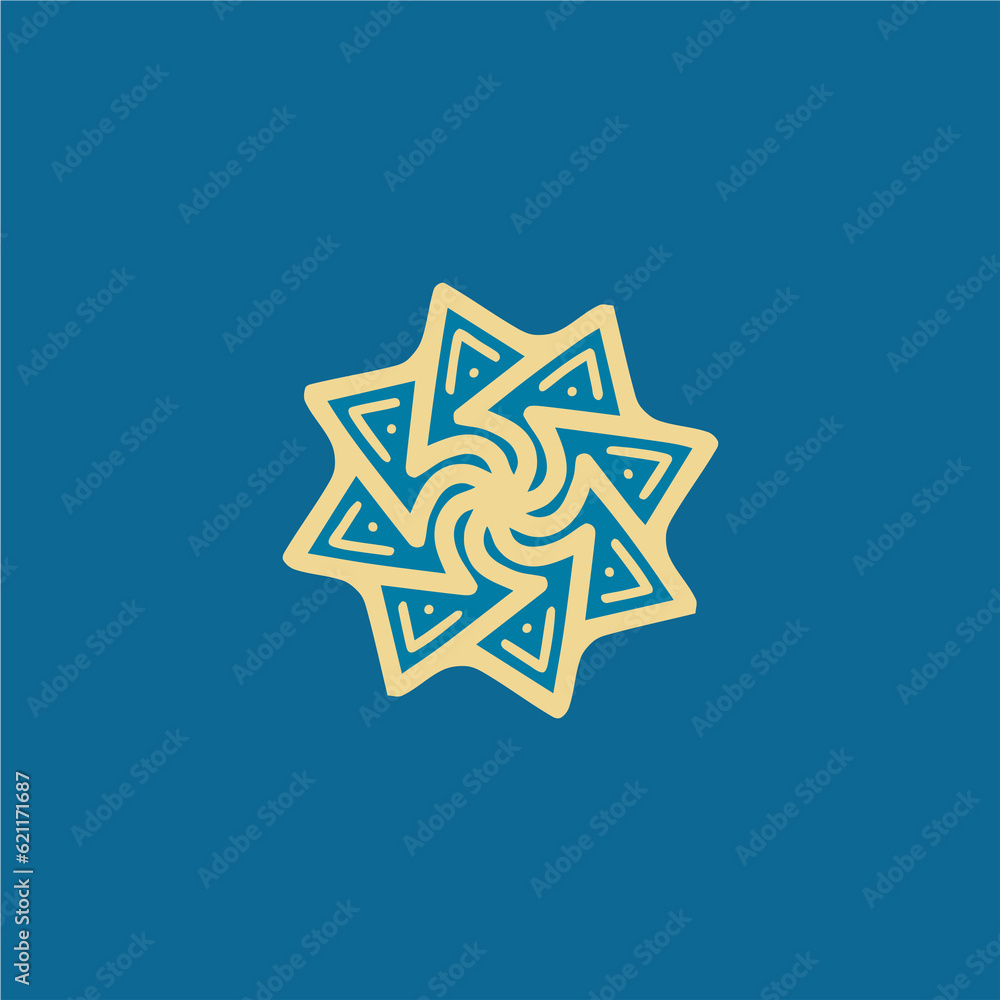 Simple radial logo design with blue and yellow theme, mandala logo ...