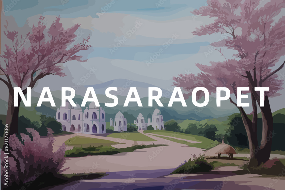 Beautiful watercolor painting of an Indian scene with the name ...