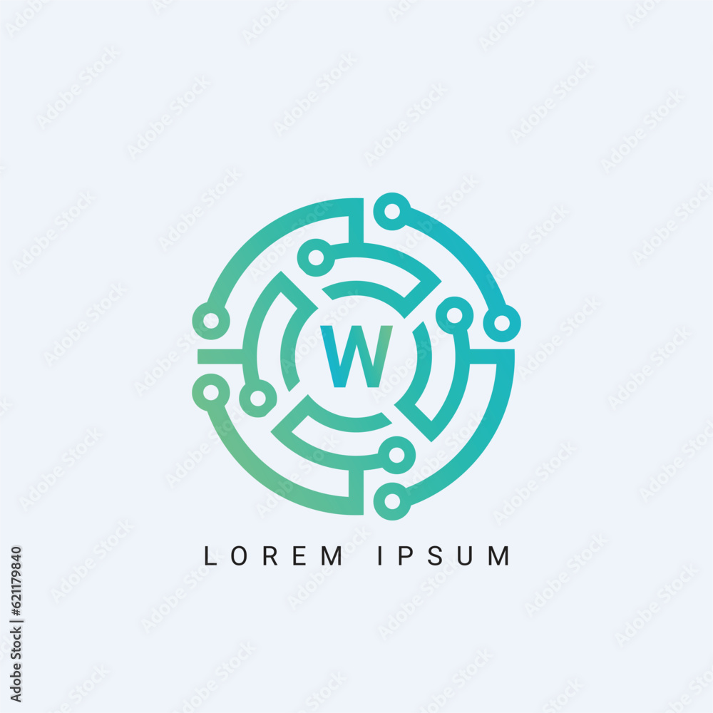 Abstract letter W logo design template, technology, electronics ...