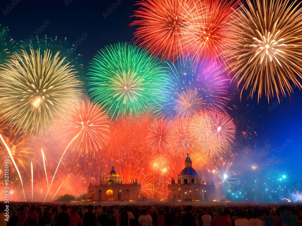 Mexican Independence day fireworks celebration. Image is generated with ...