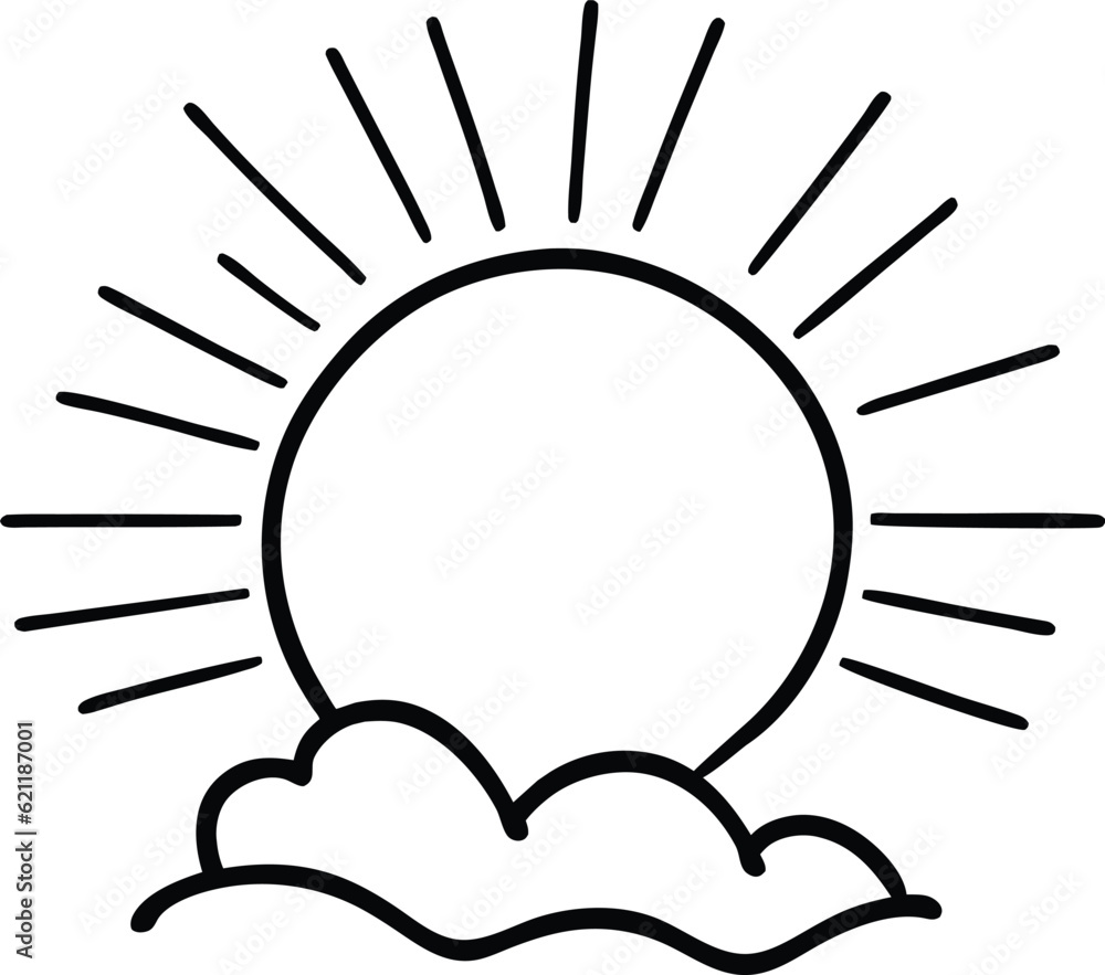 Sun icon black outline drawing or doodle logo sunlight sign symbol ...