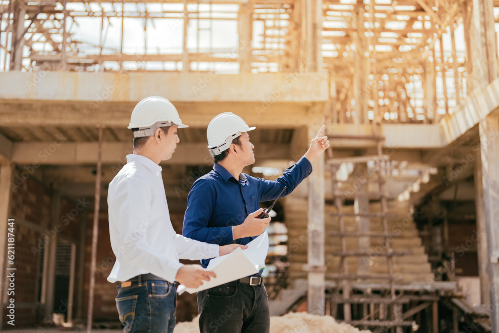 half body photo 2 Asian male engineers are master technicians and ...