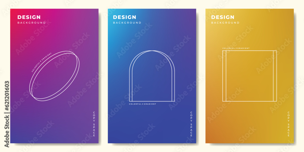 Colorful gradient background template copy space set. Colour gradation ...