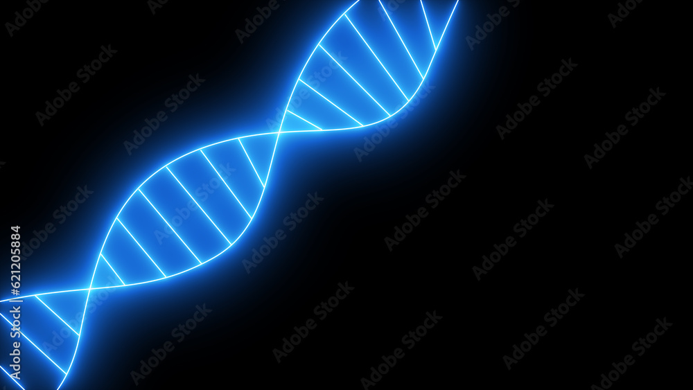 blue color dna strand, double helix structure. biology Science concept ...