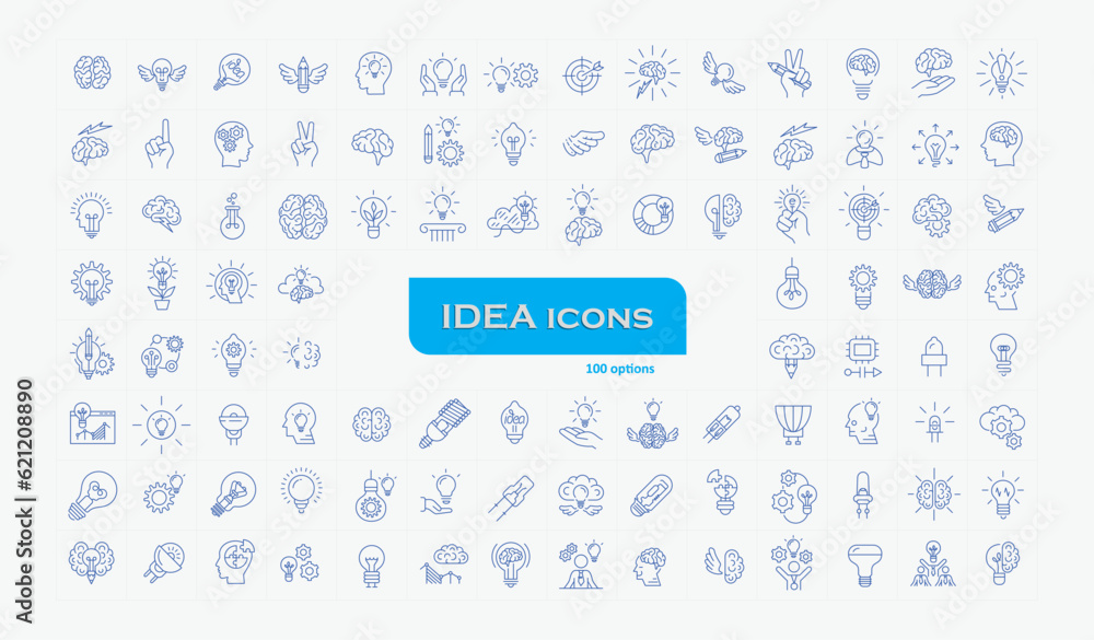 Poster Icons and pictograms idea brain insight light bulb peoplesigns ...