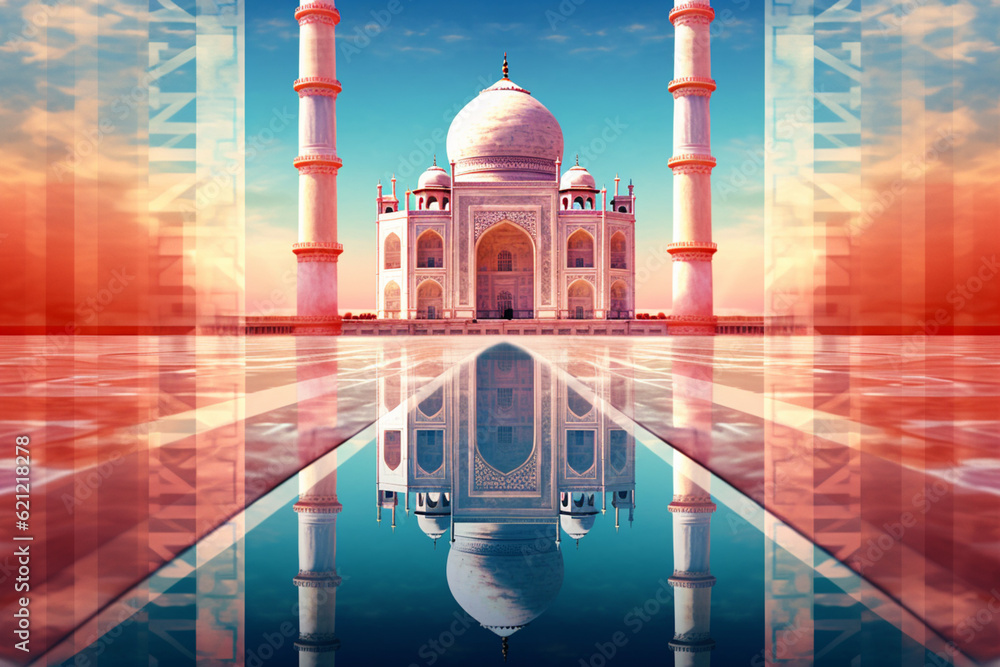 Abstract compositions inspired by the symmetrical design of the Taj ...
