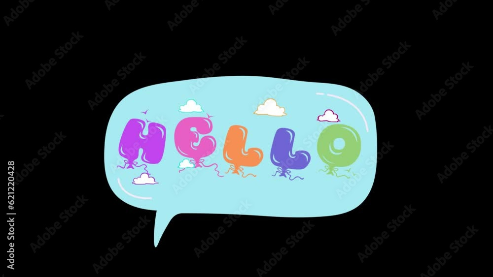 hello animation in bubble comic background, motion graphic video ...